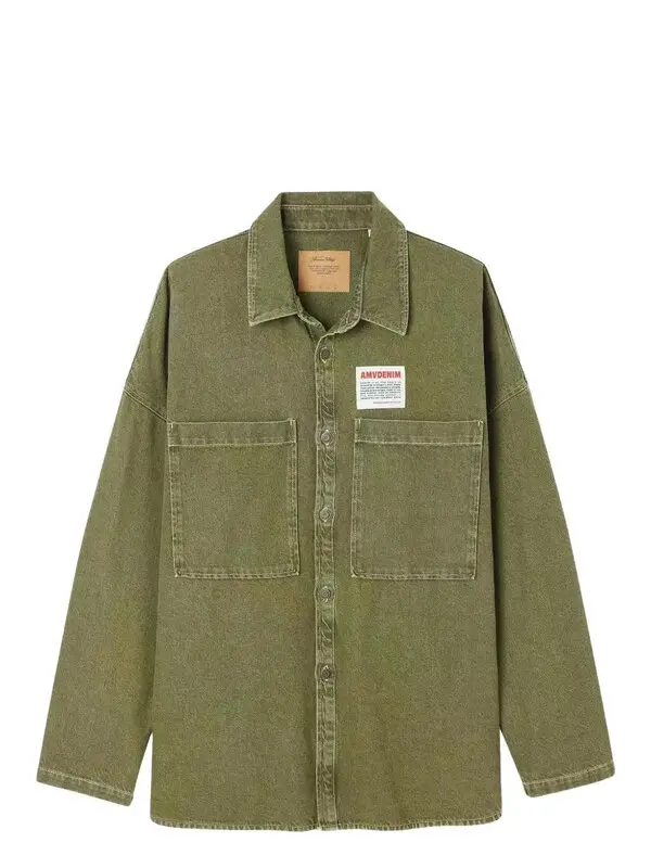 American Vintage Uzatown Patch-pocket Denim Shirt - Green