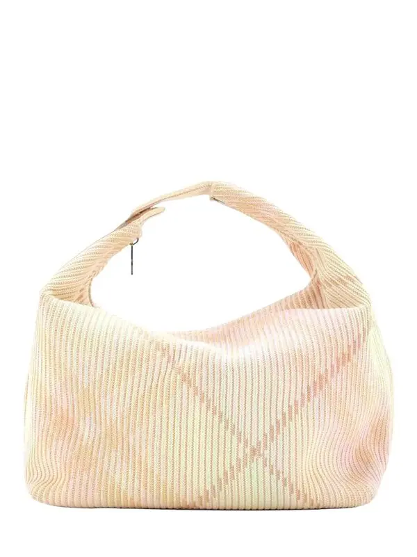 Burberry Peg Handle Knit Check Fabric Hobo Bag - Multicolour