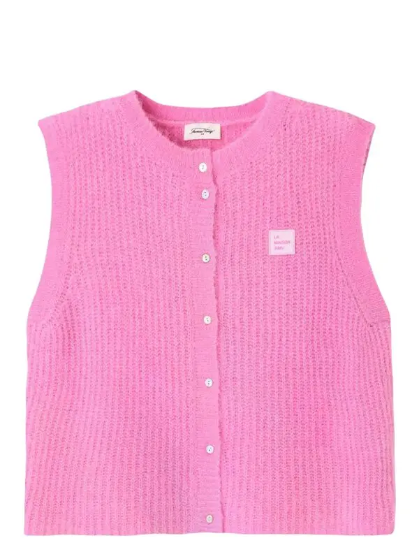American Vintage East Sleeveless Buttoned Cardigan - Pink