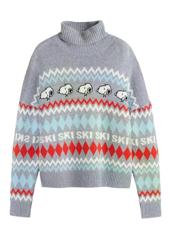 Chinti & Parker Snoopy Ski Roll Neck Sweater - Grey