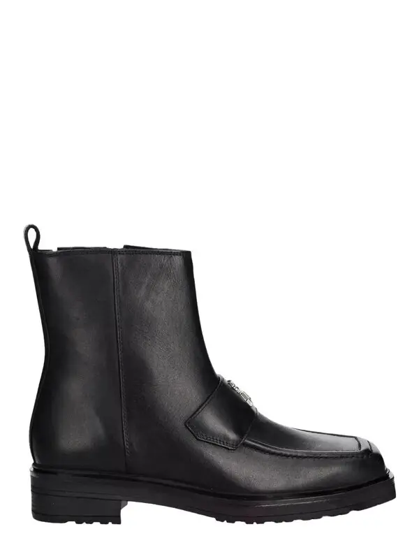 Patrizia Pepe Logo-appliqué Zip Boots - Black