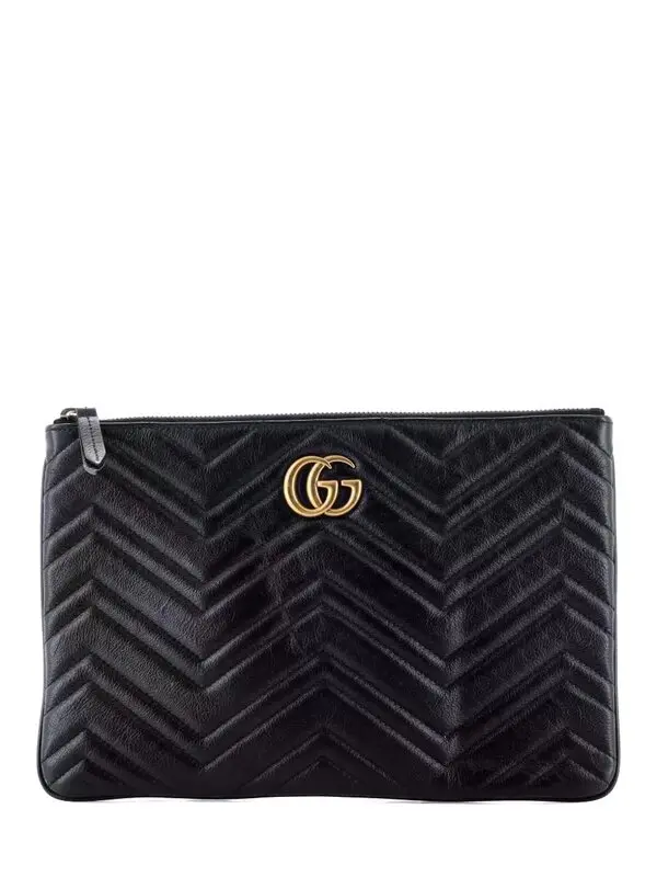 Gucci Gg Marmont Matelasse Leather Clutch Bag - Black
