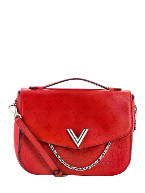 LOUIS VUITTON Messenger Monogram Leather Shoulder Bag - Red