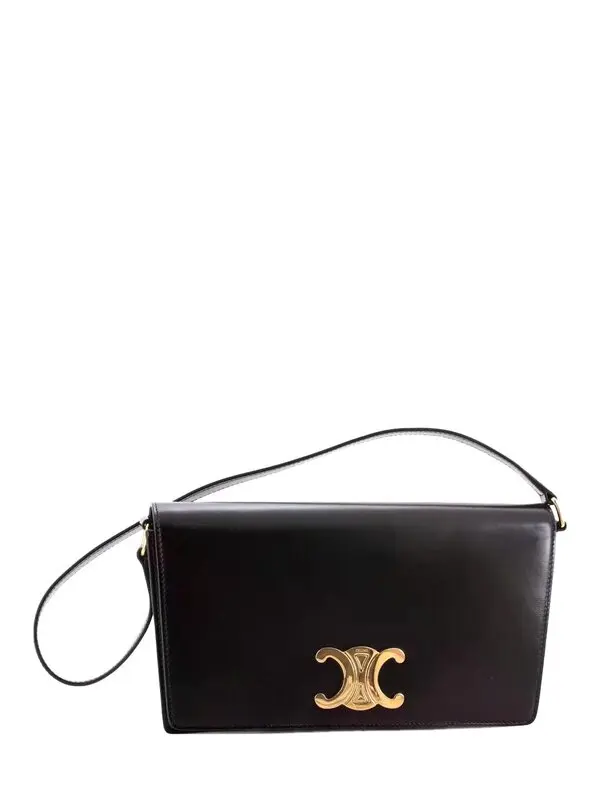 Celine Trapeze Triomphe Smooth Calfskin Shoulder Bag - Black