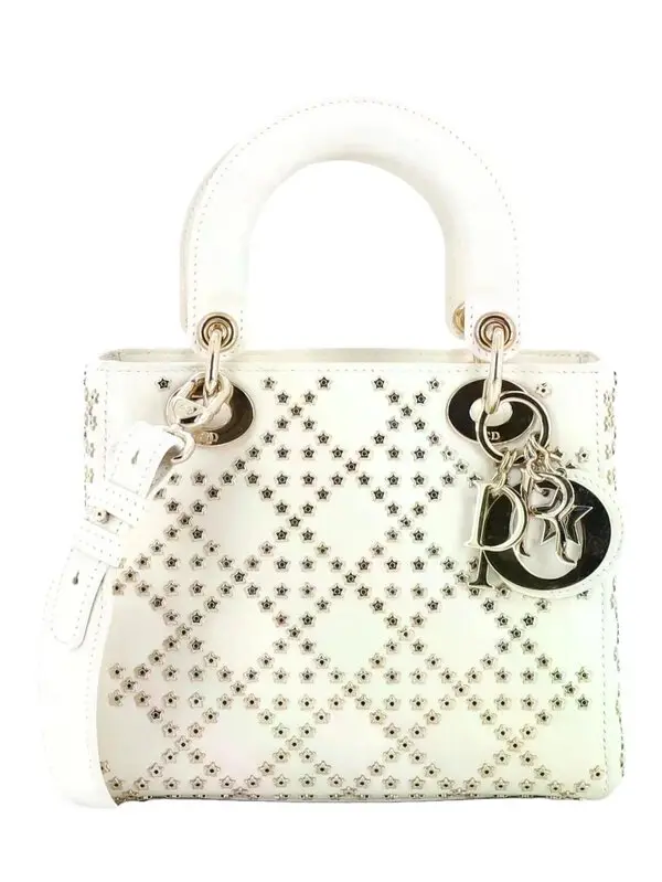 Dior My Abcdior Lady Cannage Lucky Star Studded Crossbody Bag - White