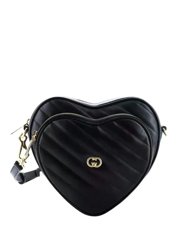 Gucci Interlocking G Heart Quilted Leather Mini Shoulder Bag - Black