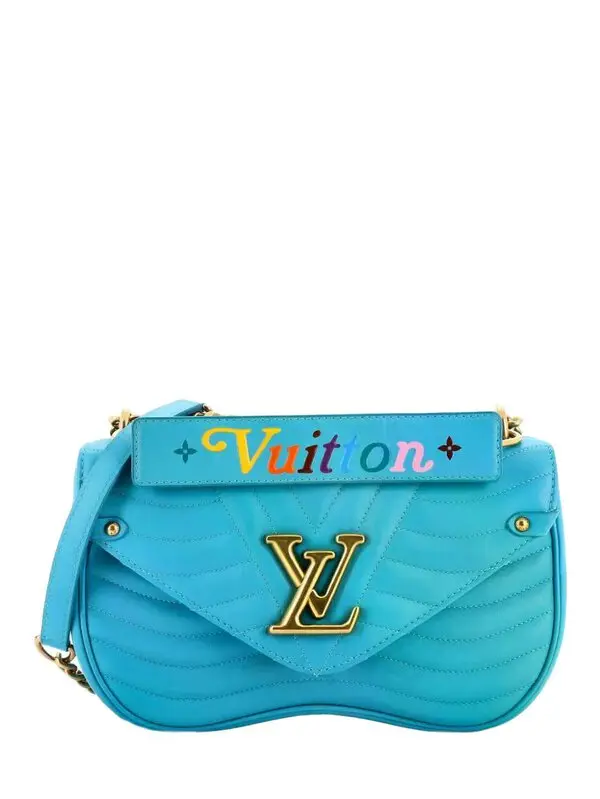 LOUIS VUITTON New Wave Chain Mm Crossbody Bag Quilted Leather - Blue