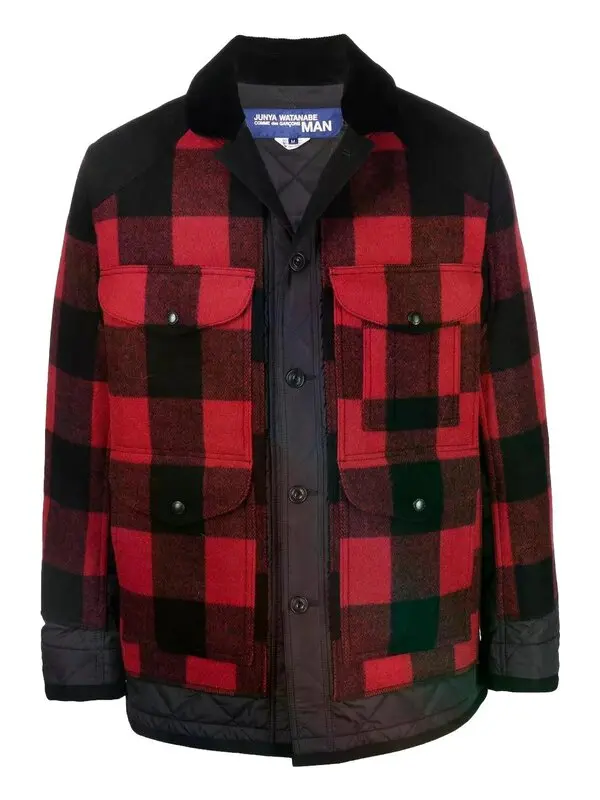 Junya Watanabe Checked Press-stud Shirt Jacket - Red