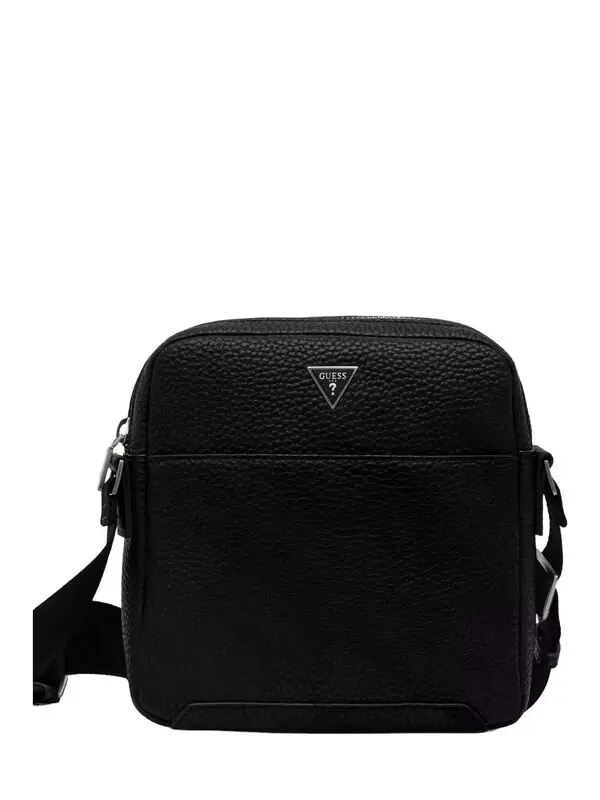 Guess Logo-plaque Messenger Bag - Black