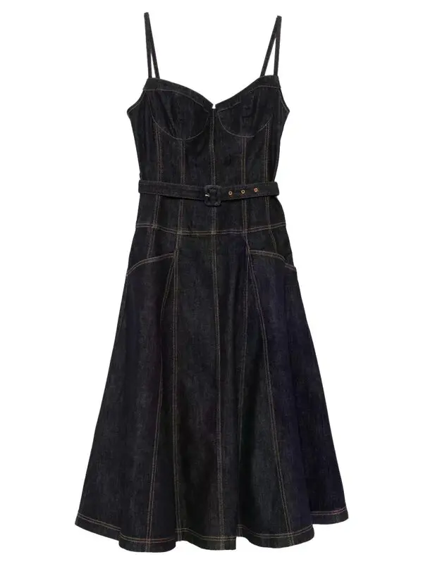 SELF-PORTRAIT Belted Panelled Dress - Blue