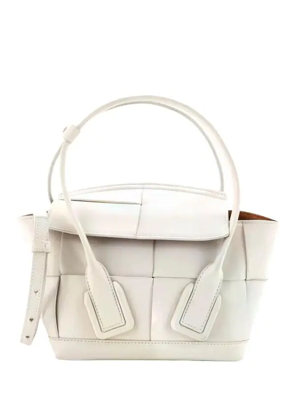 Bottega Veneta Arco Maxi Intrecciato Leather Mini Shoulder Bag - White