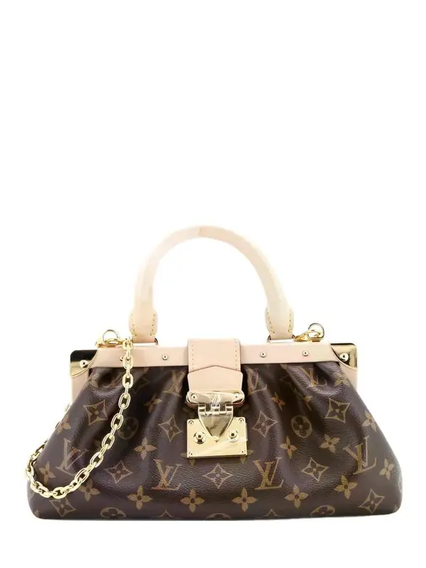 LOUIS VUITTON Monogram Top Handle Frame Clutch - Brown