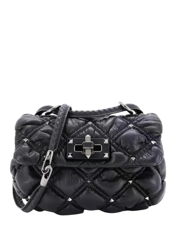 Valentino Garavani Spikeme Flap Bag Quilted Leather Small - Black
