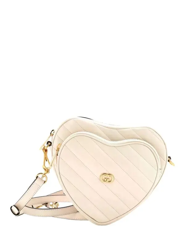 Gucci Interlocking G Heart Diagonal Quilted Leather Mini Shoulder Bag - Neutrals
