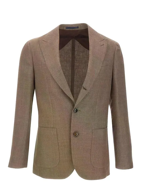 BARBA NAPOLI Peaked-lapels Buttoned Blazer - Brown