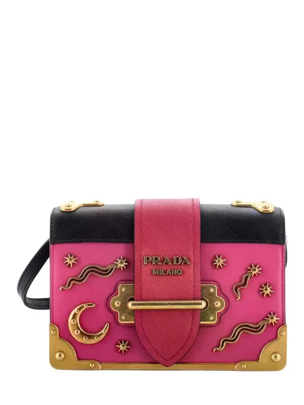 Prada Cahier Embellished Leather Small Crossbody Bag - Pink