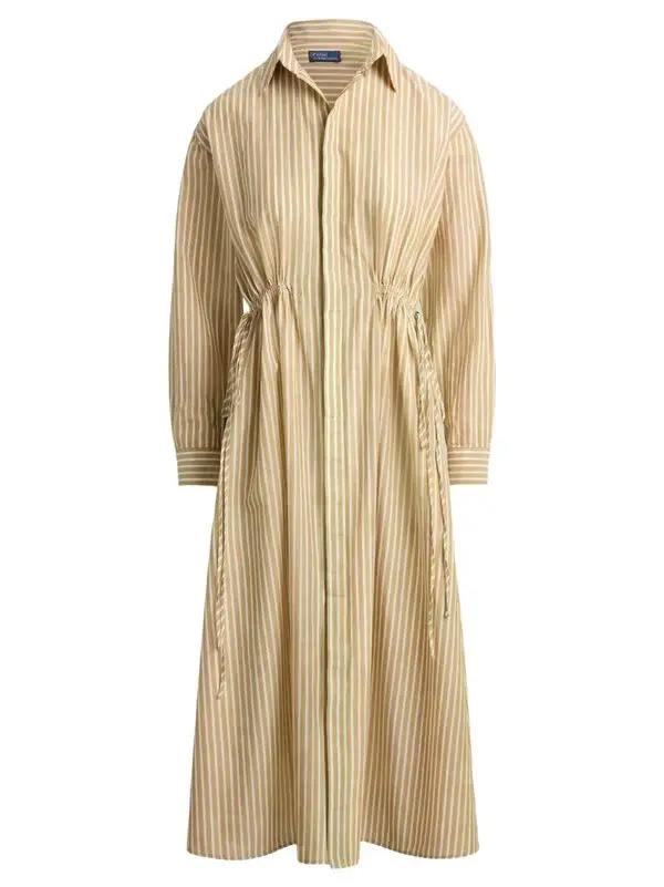 Polo Ralph Lauren Collared Striped Shirt Dress - Neutrals