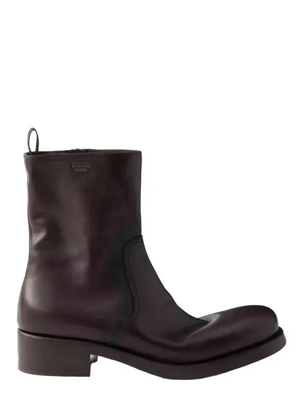 Prada 40mm Pull-tab Zip Boots - Brown