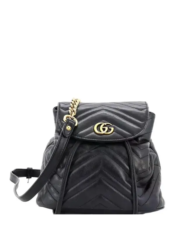 Gucci Gg Marmont Drawstring Matelasse Leather Mini Backpack - Black