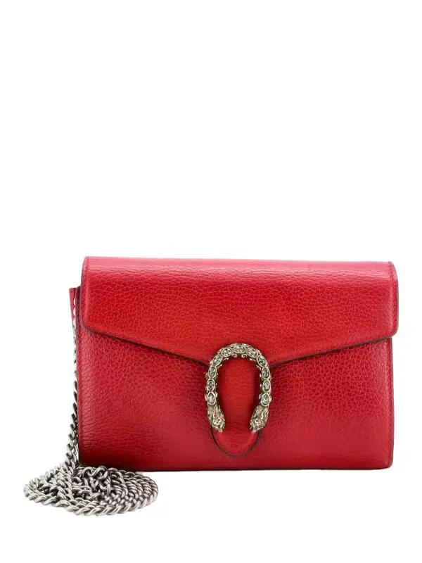 Gucci Dionysus Chain Wallet Leather Embellished Crossbody Bag - Red