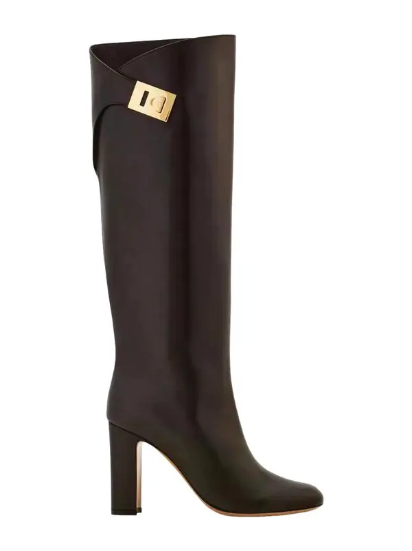 FERRAGAMO 90mm Hug-buckle Knee-high Boots - Brown