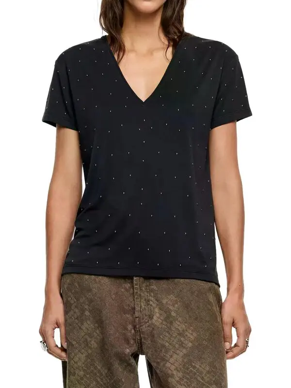 Bimba Y Lola Embellished V-neck Top - Black