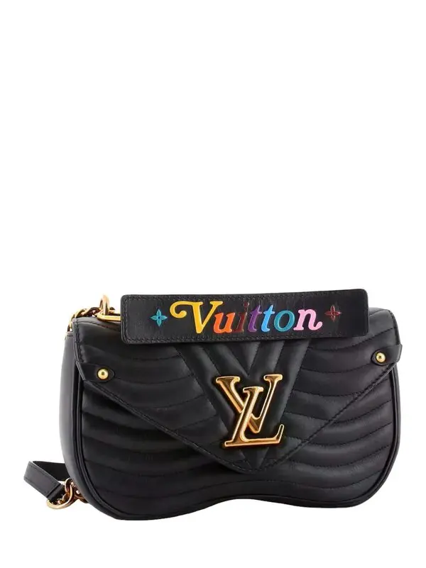 LOUIS VUITTON New Wave Chain Mm Crossbody Bag Quilted Leather - Black