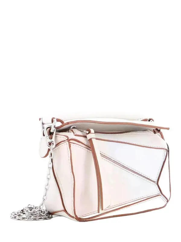 Loewe Puzzle Leather Mini Crossbody Bag - White