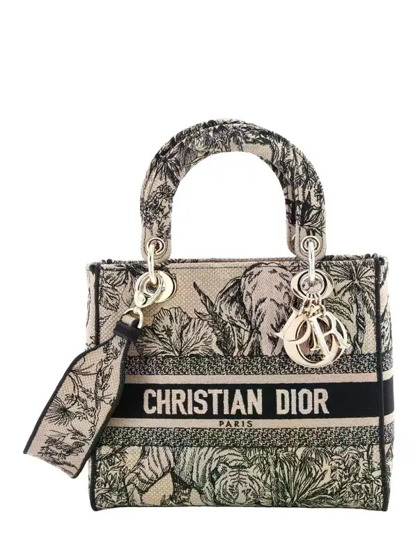 Dior Lady D-lite Embroidered Canvas Satchel - Neutrals