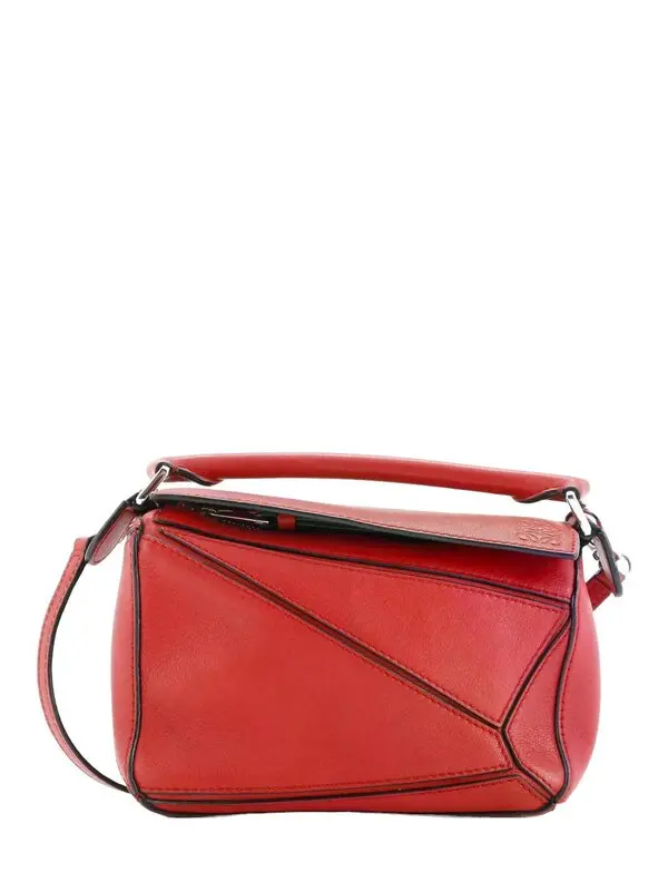 Loewe Puzzle Leather Mini Crossbody Bag - Red