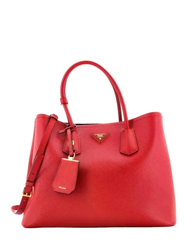 Prada Cuir Double Saffiano Leather Large Tote - Red