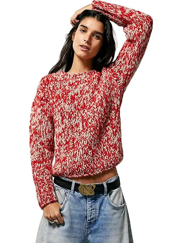 Free People Rosemary Pullover - Scarlet Mint Combo
