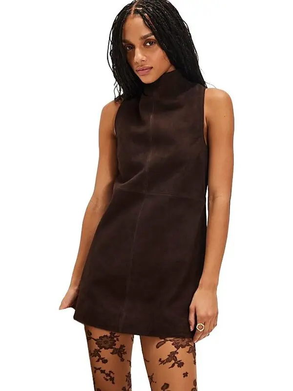 SEROYA Carina Suede Mini Dress - Tobacco
