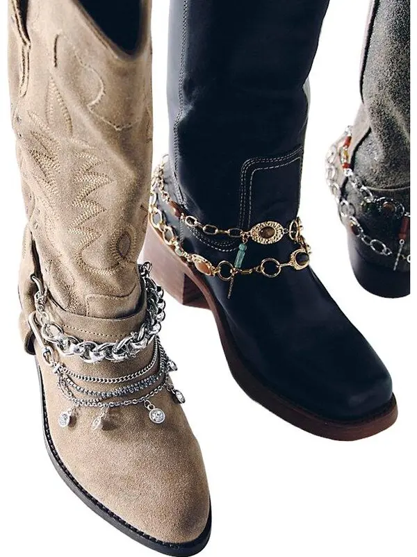 Free People Chain Boot Harness - Silver