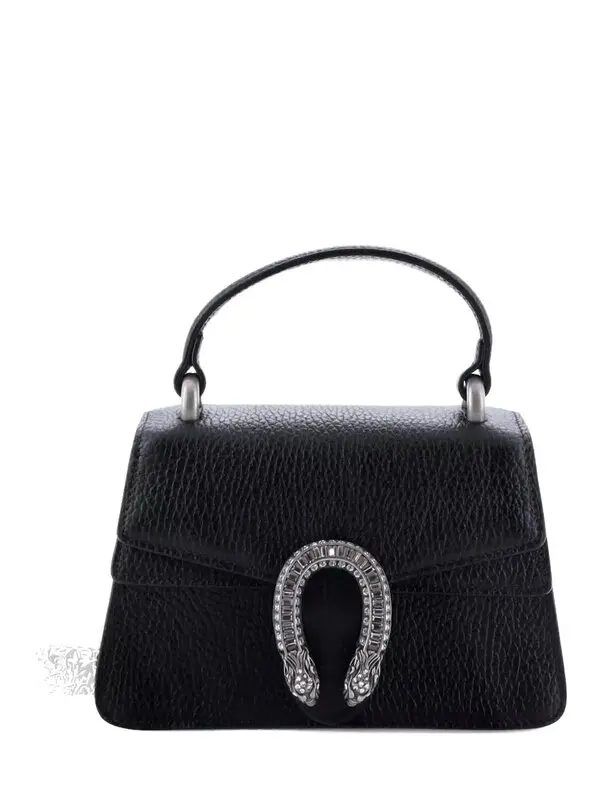 Gucci Dionysus Leather Mini Satchel With Crystals - Black