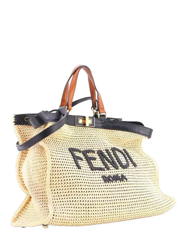Fendi Peekaboo X-raffia Medium Tote Bag - Black