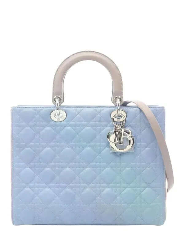 Dior Large Lambskin Lady Satchel - Blue