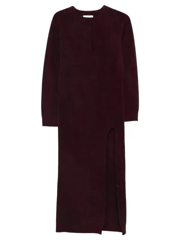 LANEUS Slit Ribbed Dress - Purple