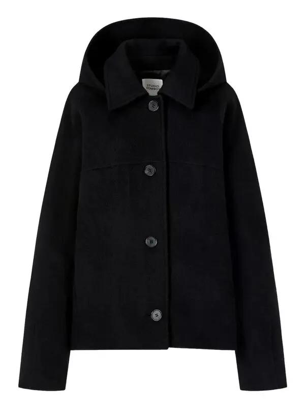 STUDIO TOMBOY Hooded Button Jacket - Black