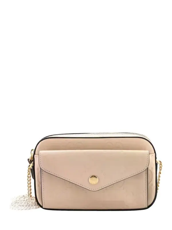 Gucci Front Pocket Chain Jumbo Gg Embossed Leather Super Mini Shoulder Bag - Neutrals
