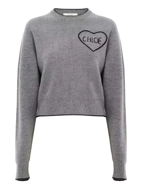 Chloé Heart-appliqué Sweater - Grey