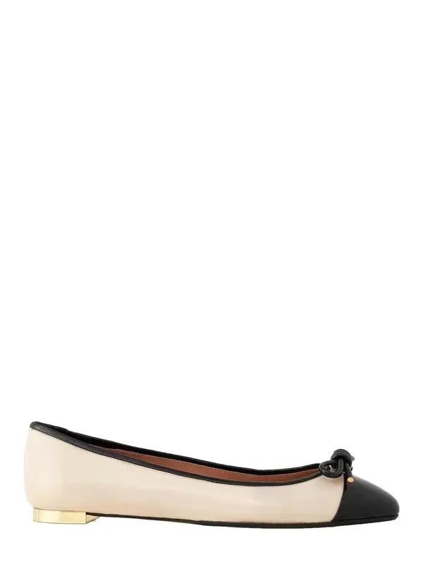 AQUAZZURA Parisina Bow Round-toe Ballet Flats - Neutrals