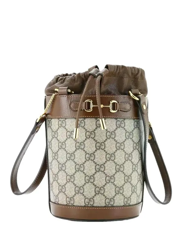 Gucci Horsebit 1955 Gg Coated Canvas Small Bucket Bag - Brown