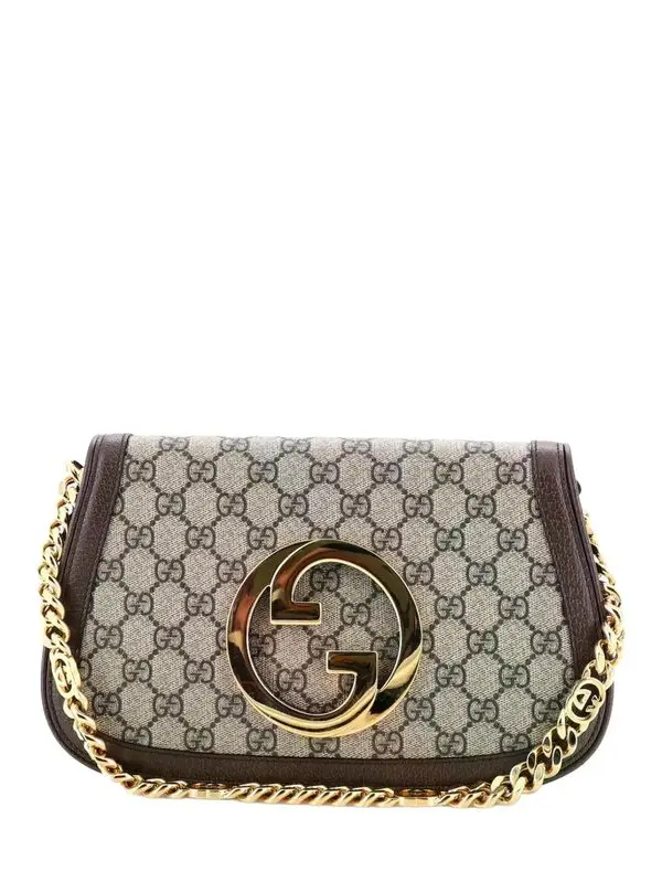 Gucci Blondie Chain Flap Bag Gg Coated Canvas Small - Brown