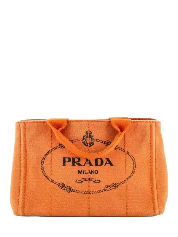 Prada Canapa Convertible Canvas Mini Tote - Orange