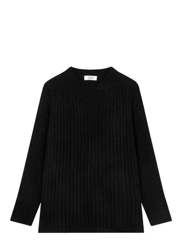 STUDIO TOMBOY Ribbed Round-neck Sweater - Black
