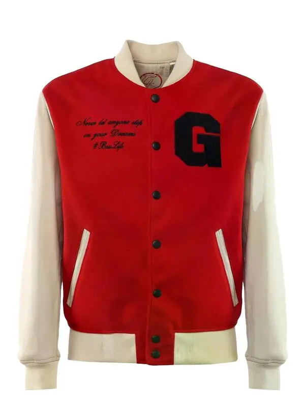 GIULIANO GALIANO Varsity Leather-sleeve Jacket - Red