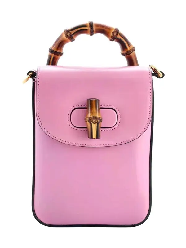 Gucci Bamboo Top Handle Leather Mini Backpack - Pink