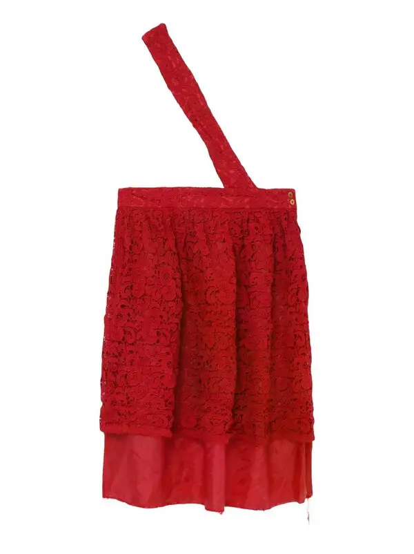 Comme Des Garçons Floral-embroidered Midi Skirt - Red