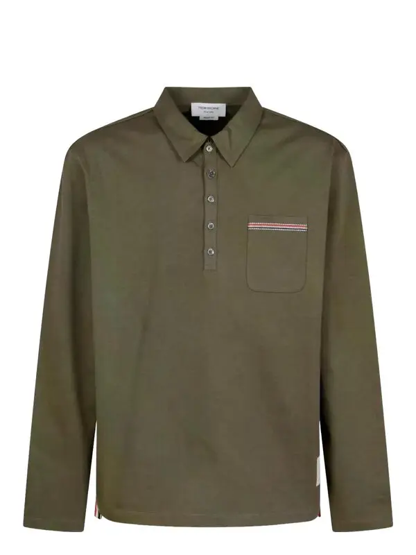 Thom Browne Chest-pocket Long-sleeve Polo Shirt - Green